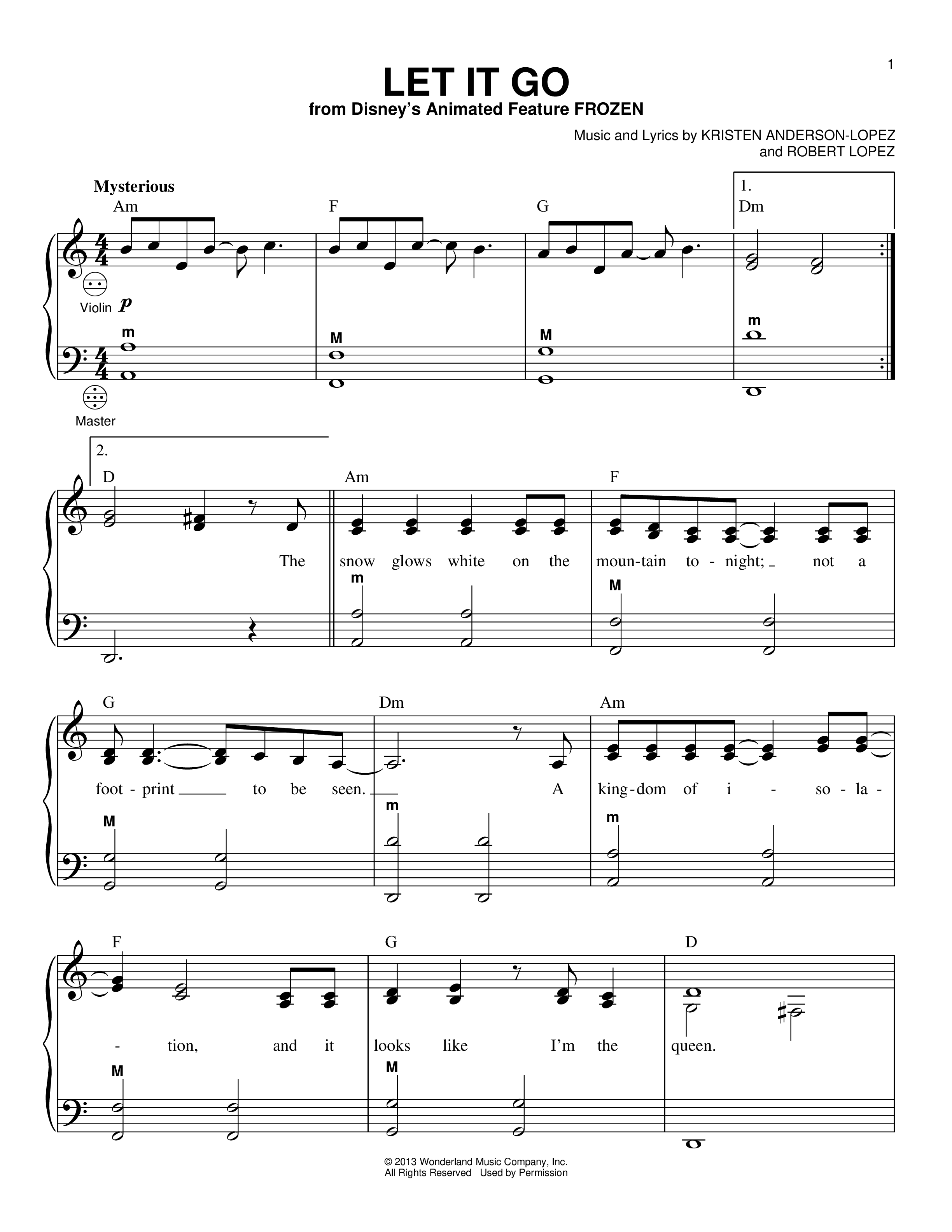 Play Official version of Let it go Sheet Music by Idina Menzel for ...
