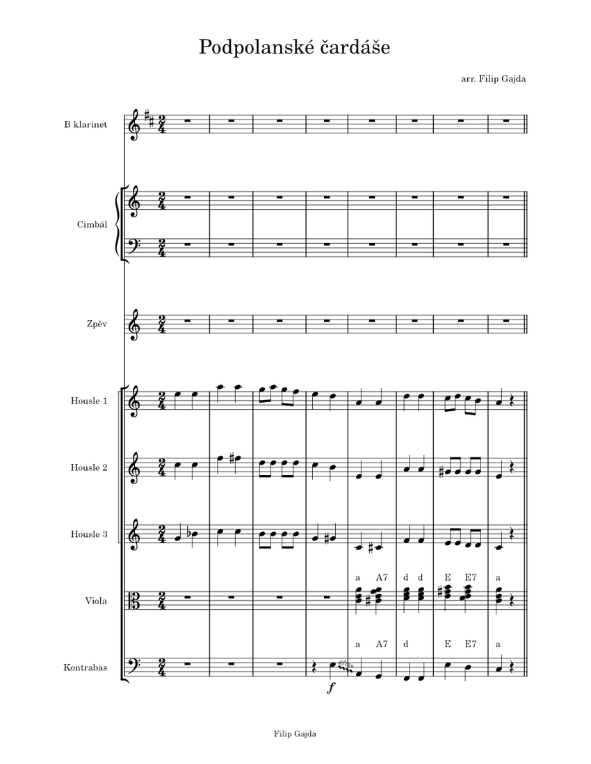 Podpolanské čardáše - arr. Filip Gajda Sheet music for Vocals, Clarinet ...