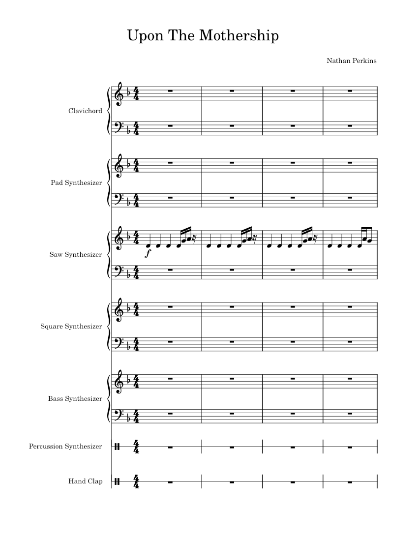 Upon The Mothership Sheet music for Clavichord, Bass guitar, Tom tom ...
