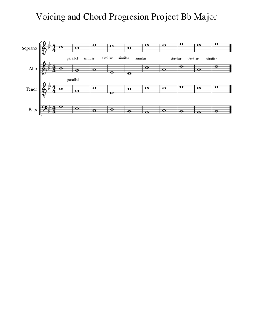 Voicing and Chord Progresion Project Bb Major Sheet music for Soprano ...