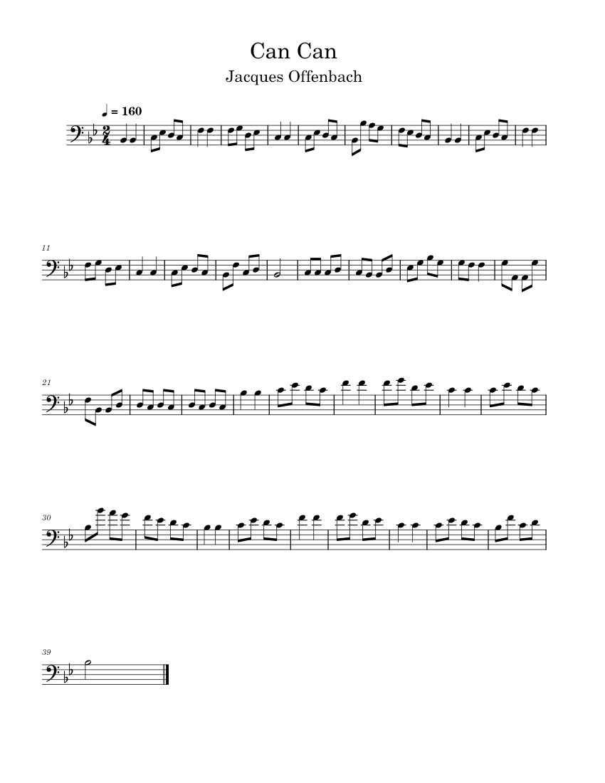 Can-Can – Jacques Offenbach Sheet music for Trombone (Solo) | Musescore.com