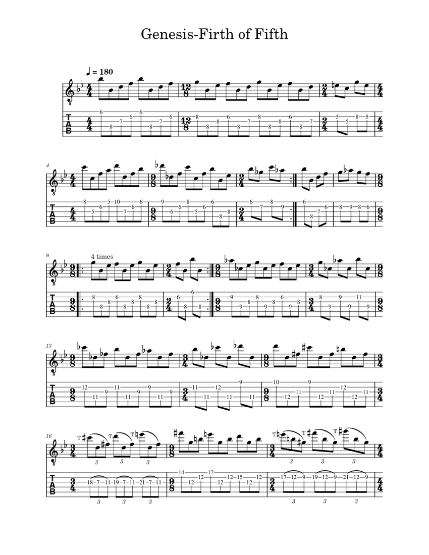 Firth of fifth – Genesis Sheet music for Guitar (Solo) | Musescore.com