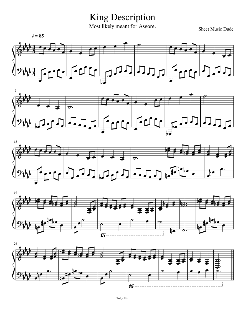 King Description Sheet music for Piano (Solo) Easy | Musescore.com
