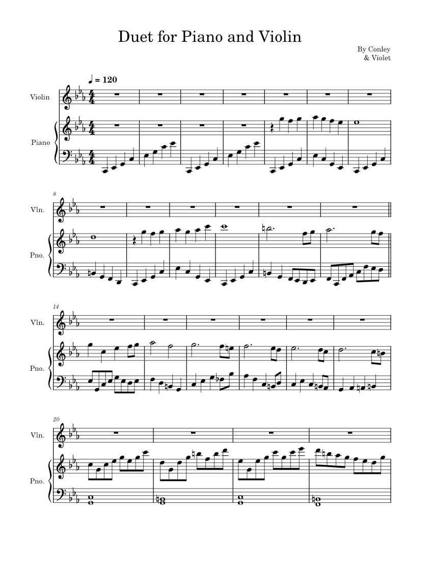 Duet for Piano and Violin Sheet music for Piano, Violin (Mixed Duet ...
