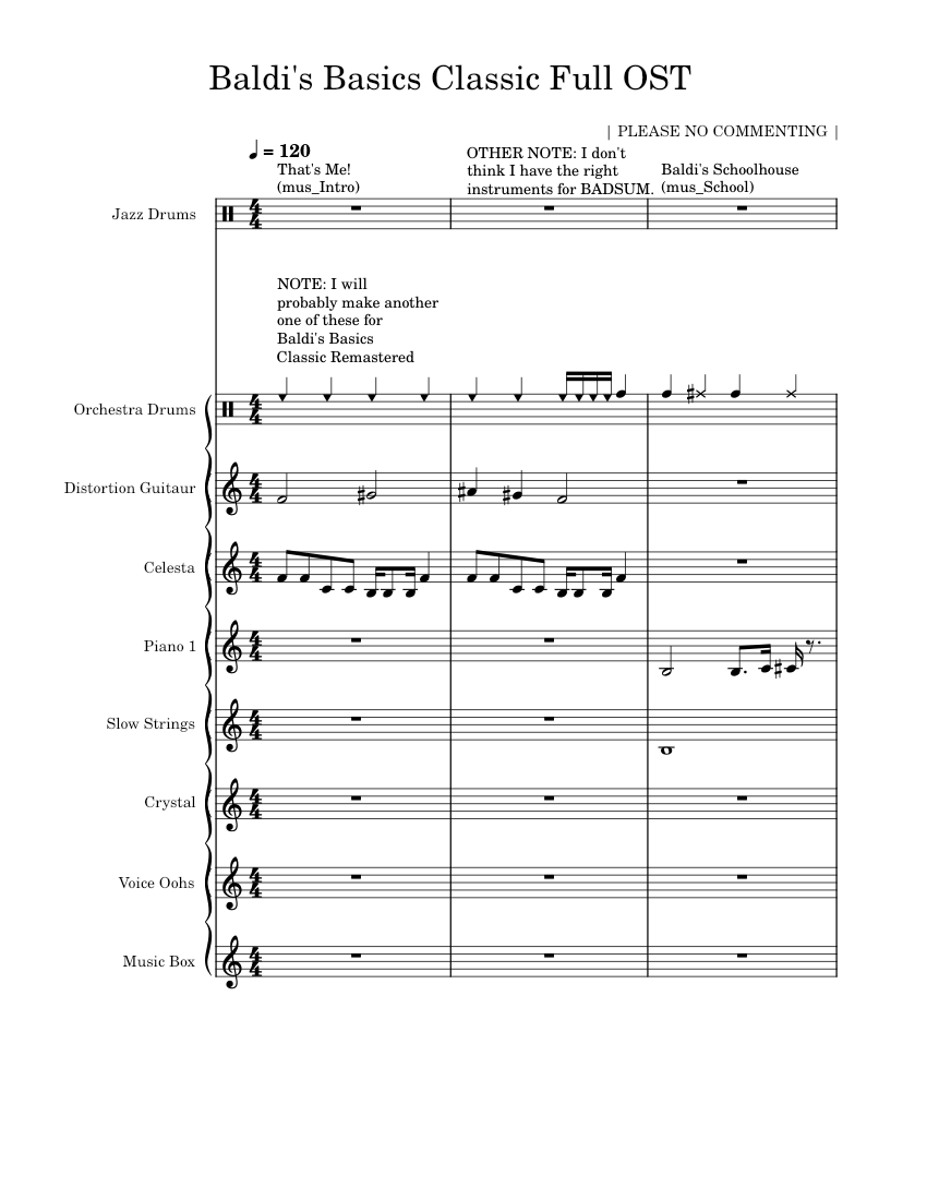 Baldi's Basics OST | Real Instruments – mystman12 | Sheet Music for ...