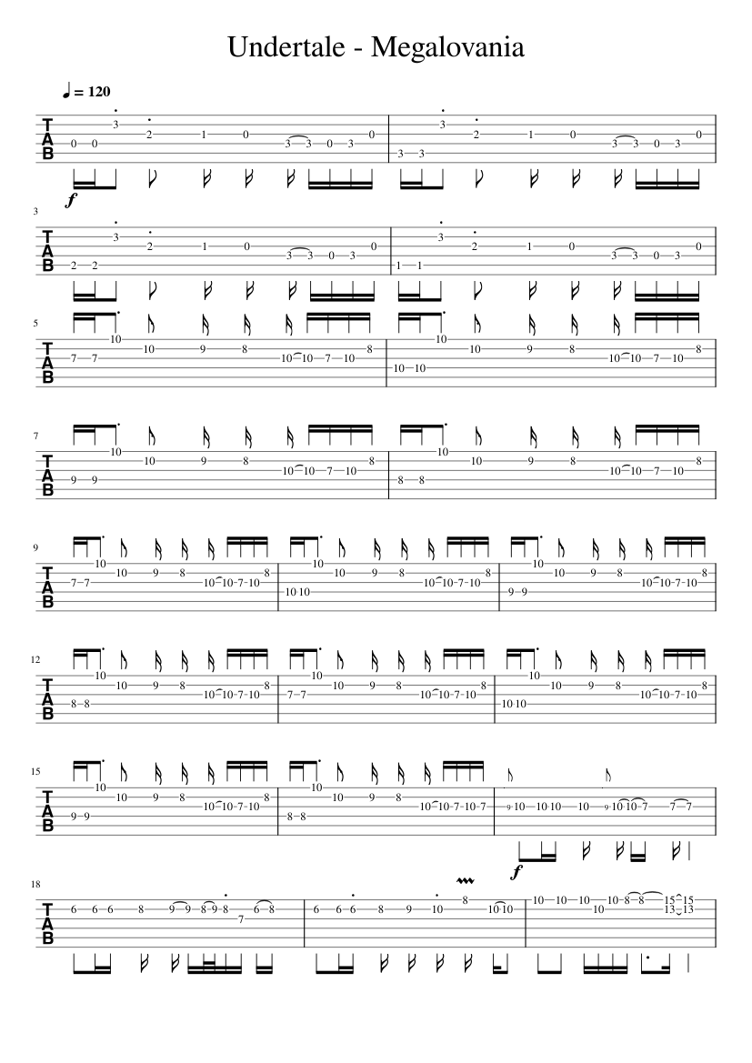 Megalovania – Undertale Soundtrack Sheet music for Guitar (Solo ...