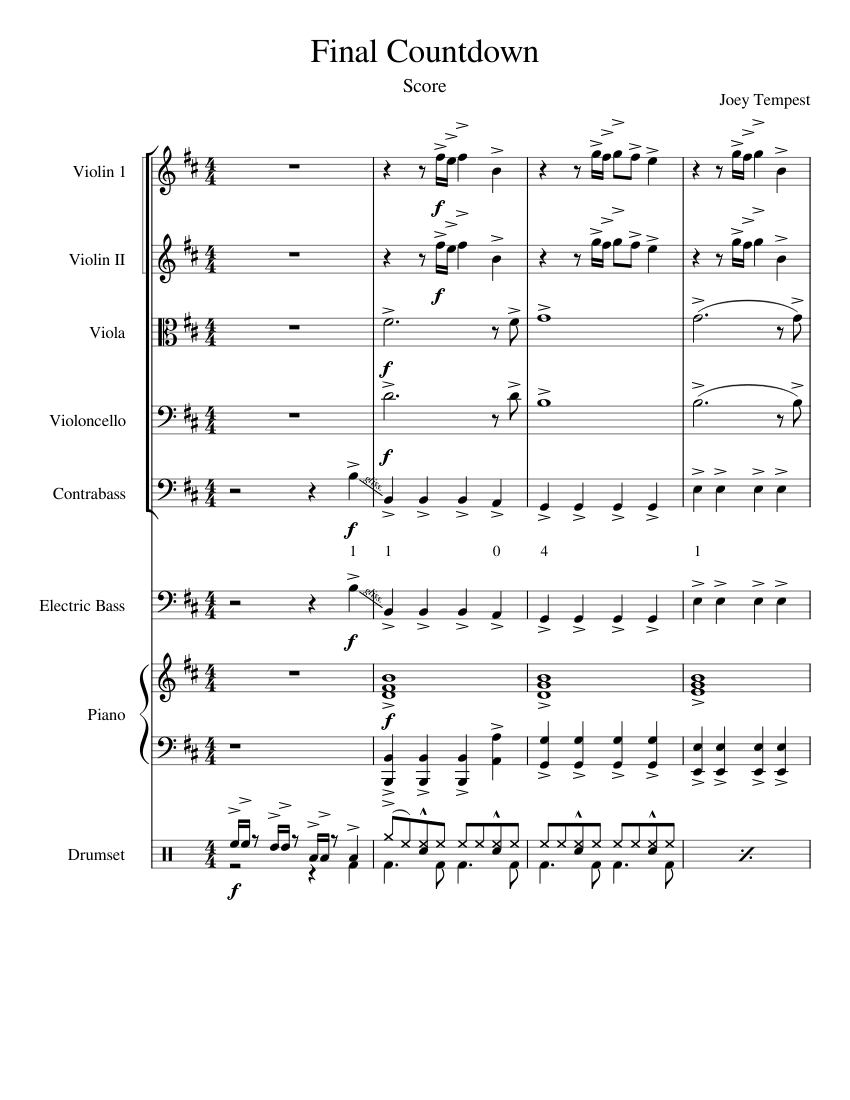 Final Countdown Sheet music for Piano, Viola, Cello, Bass guitar & more ...