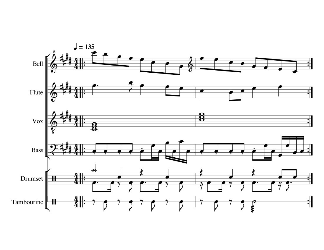 Chun-Li Winning Theme - SF2 Originals Sheet music for Vocals, Tambourine, Vibraphone, Bass ...