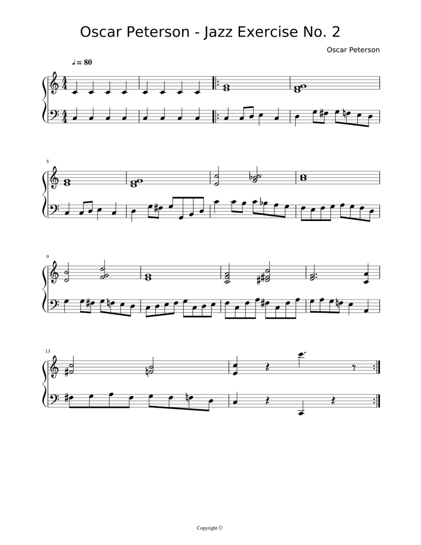 Oscar Peterson - Jazz Exercise No. 2 Sheet music for Piano (Solo ...