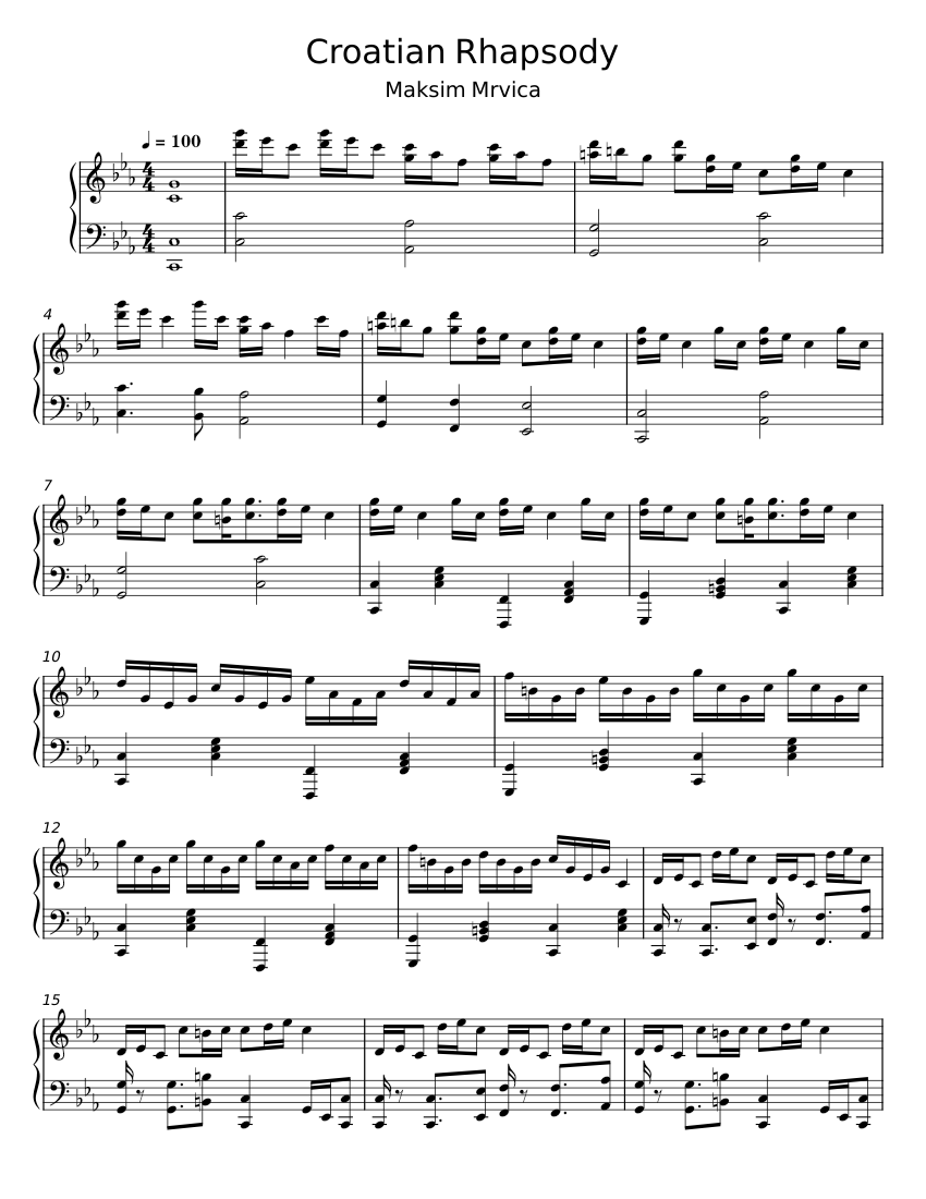 Croatian Rhapsody - Maksim Mrvica Sheet music for Piano (Solo ...