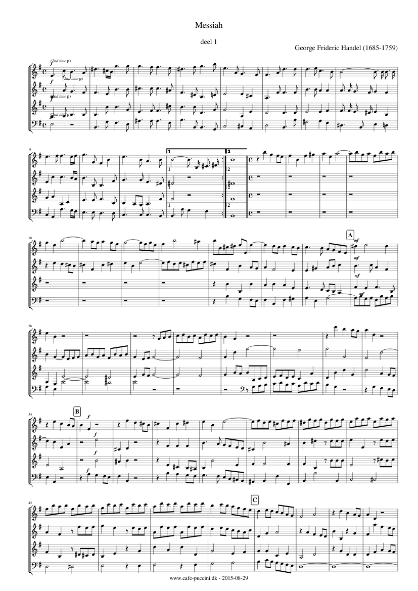 messiah - handel part I Sheet music for Tenor, Vocals, Contrabass ...