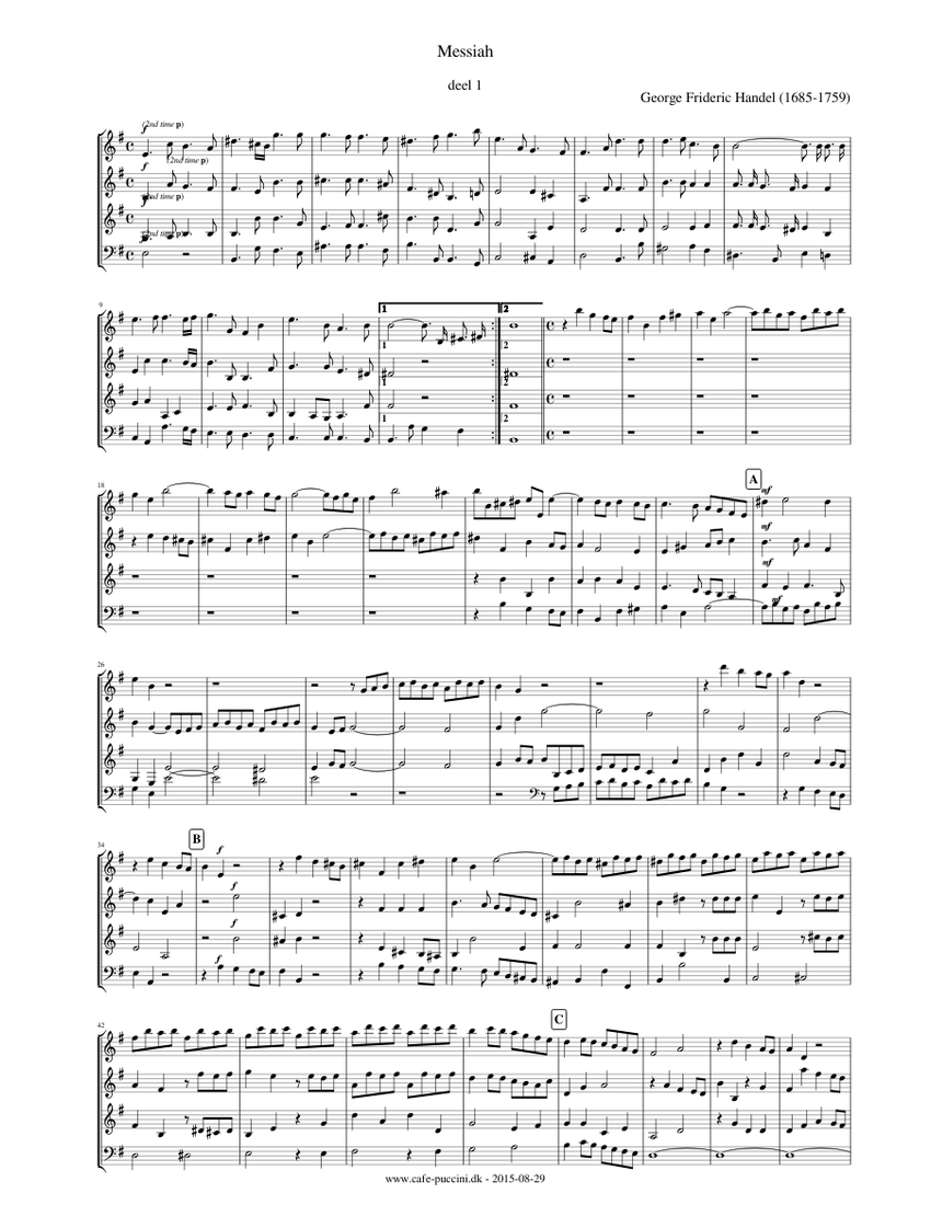 messiah - handel part I Sheet music for Tenor, Vocals, Contrabass ...