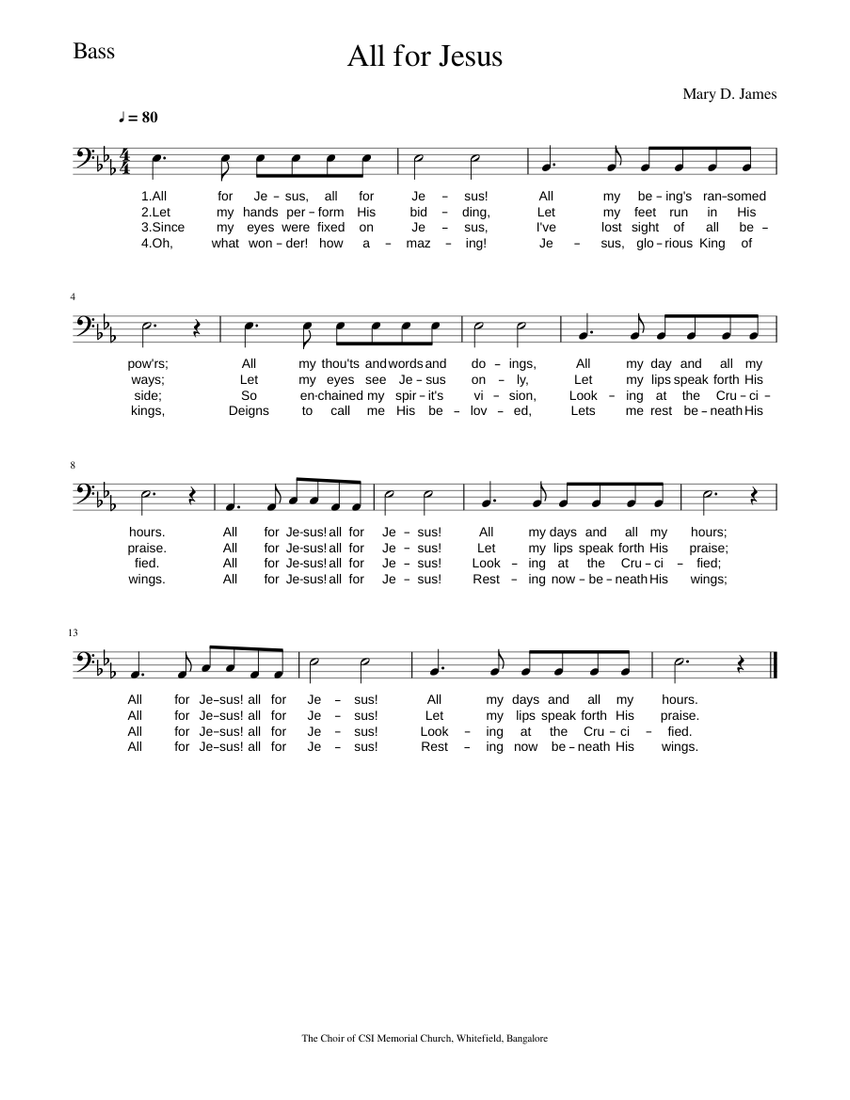 All for Jesus Bass Sheet music for Bass voice (Solo) | Musescore.com