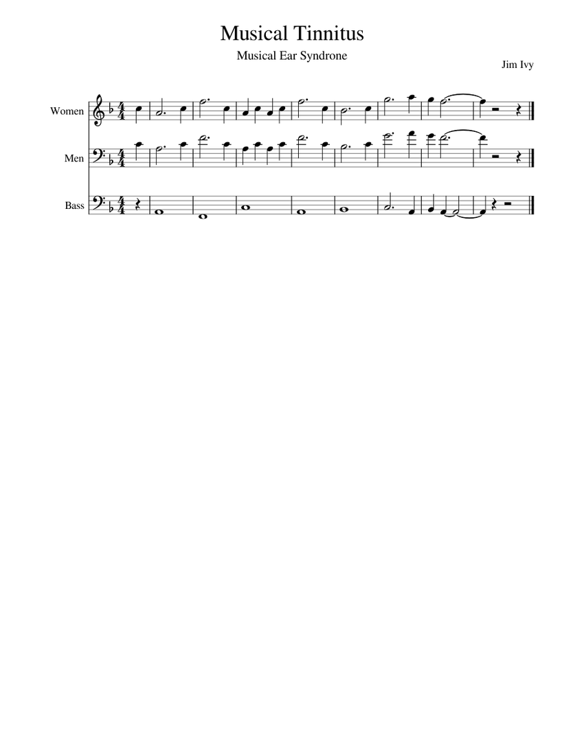Musical Tinnitus Sheet music for Bass voice, Female, Male (A Capella ...