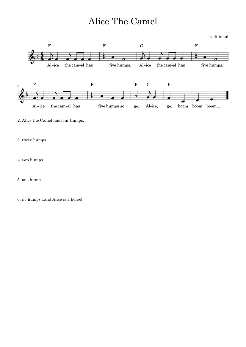 Alice the camel – Misc Traditional Sheet Music with Chords for Piano ...