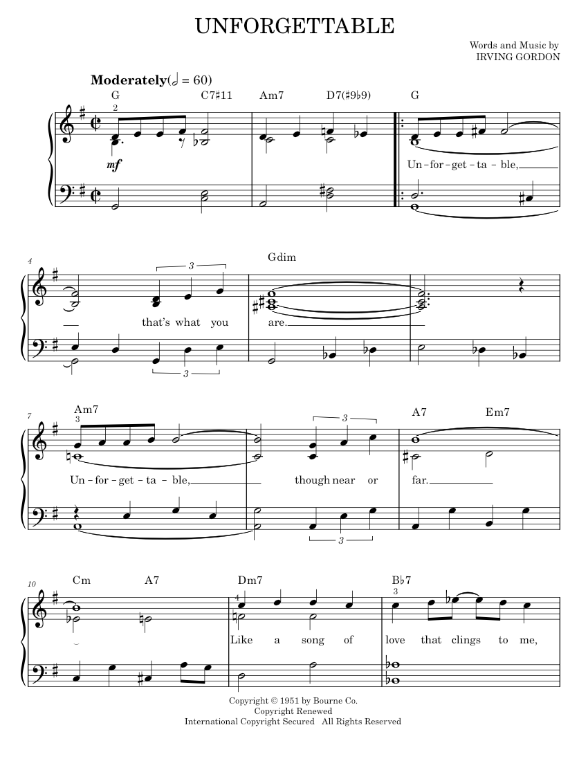 Play Official version of Unforgettable Sheet Music by Dinah Washington ...