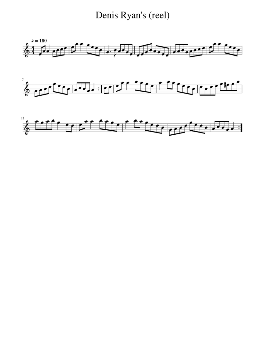 Denis Ryan's (reel) Sheet music for Piano (Solo) | Musescore.com