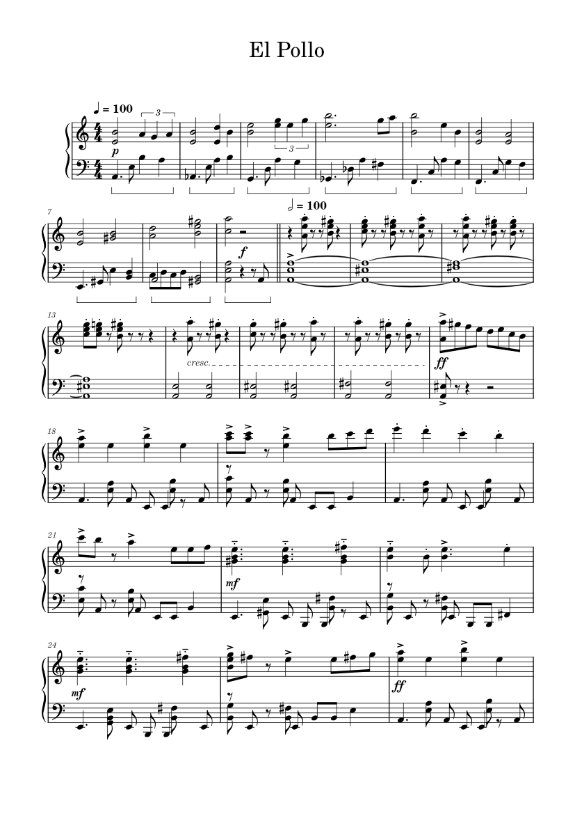 El Pollo Sheet music for Piano (Solo) | Musescore.com