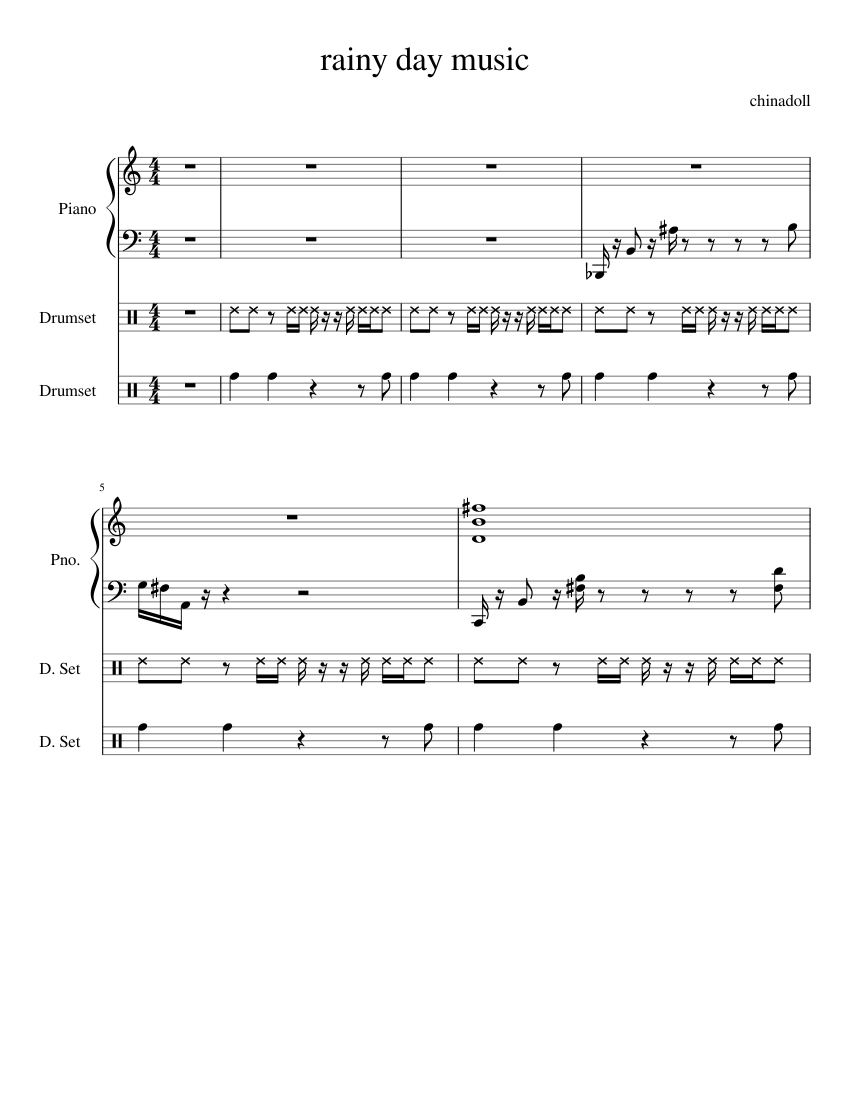 rainy day music Sheet music for Piano, Drum group (Mixed Trio ...