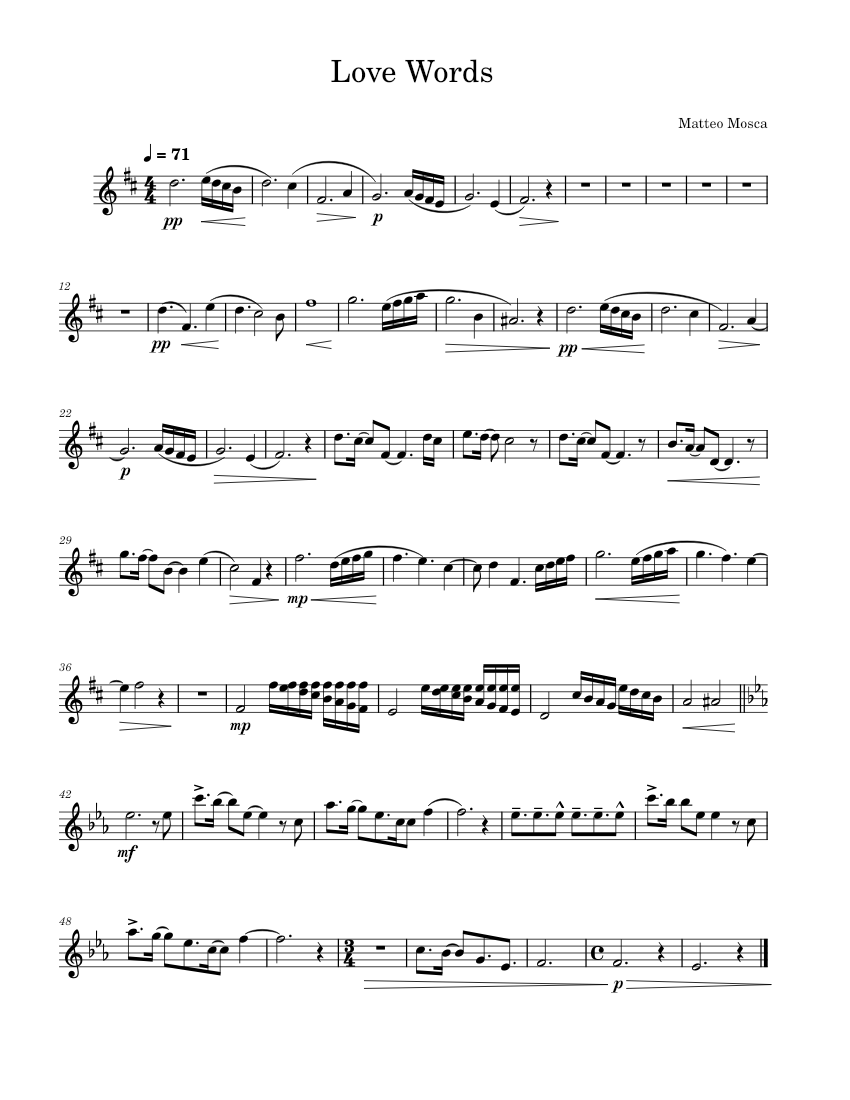 Love Words (Violin arrangement) – Matteo Mosca Love Words Violin Score ...