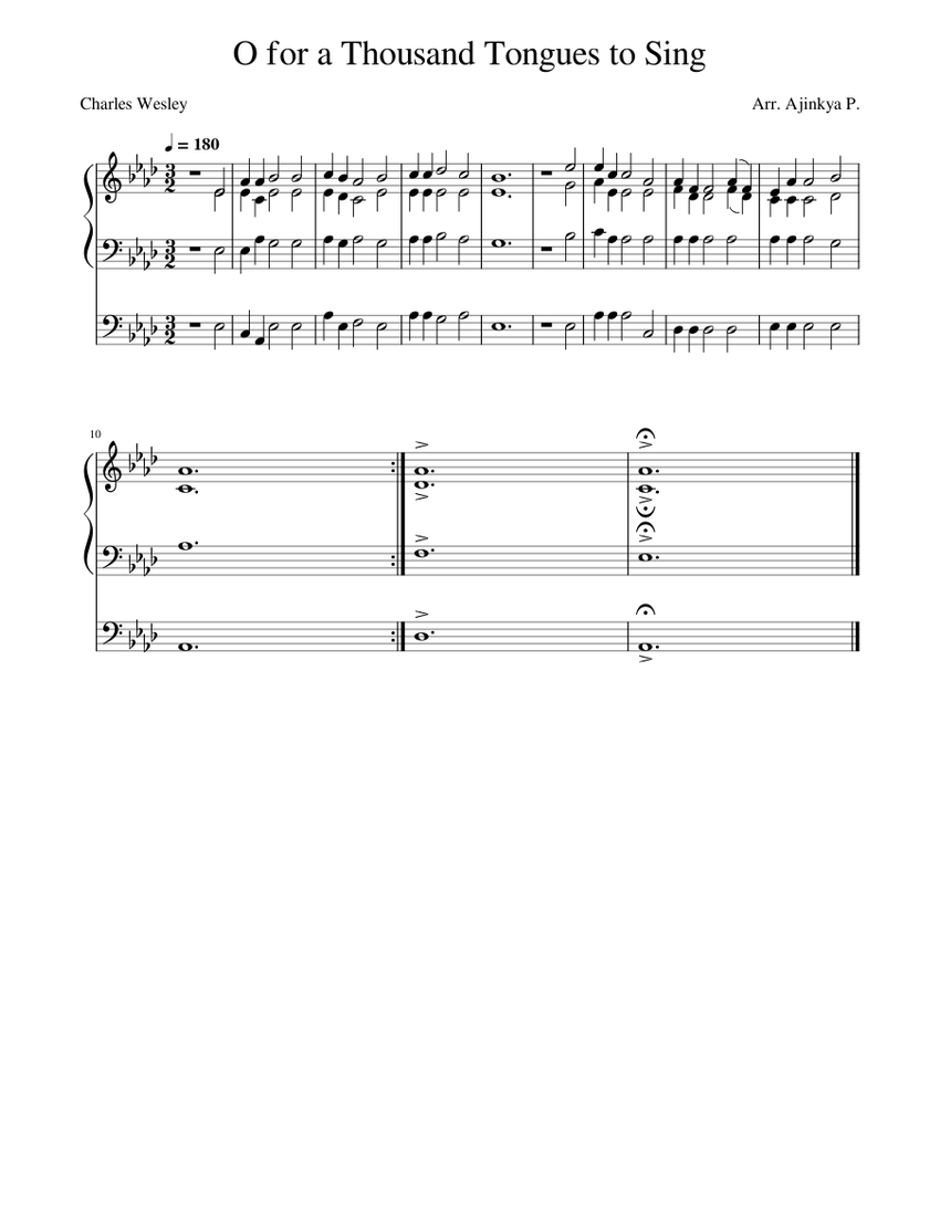 O for a Thousand Tongues to Sing Sheet music for Organ (Solo ...