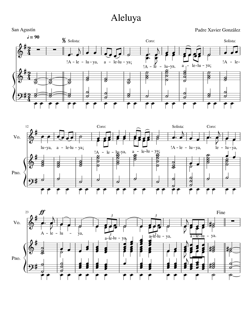 Aleluya Sheet music for Piano, Vocals (Piano-Voice) | Musescore.com