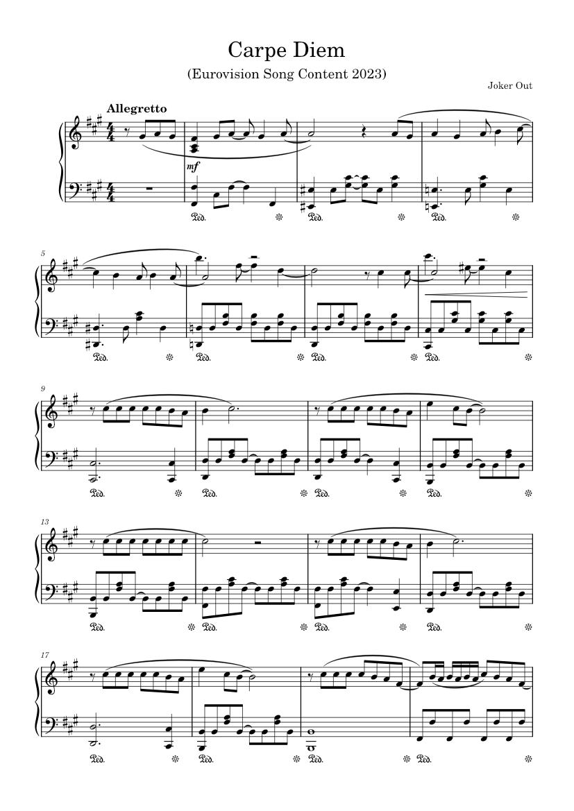 Carpe Diem – Joker Out Sheet Music for Piano (Solo) | MuseScore.com