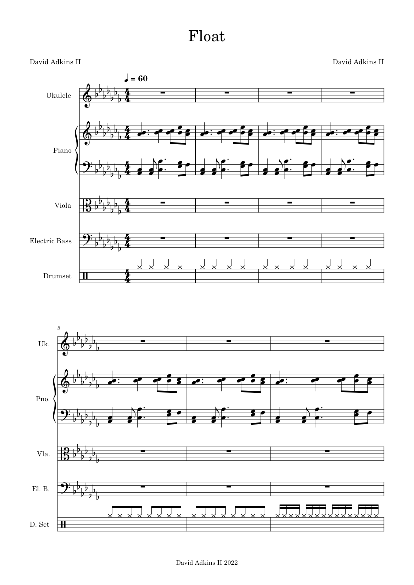 Float Sheet music for Piano, Viola, Bass guitar, Drum group & more ...