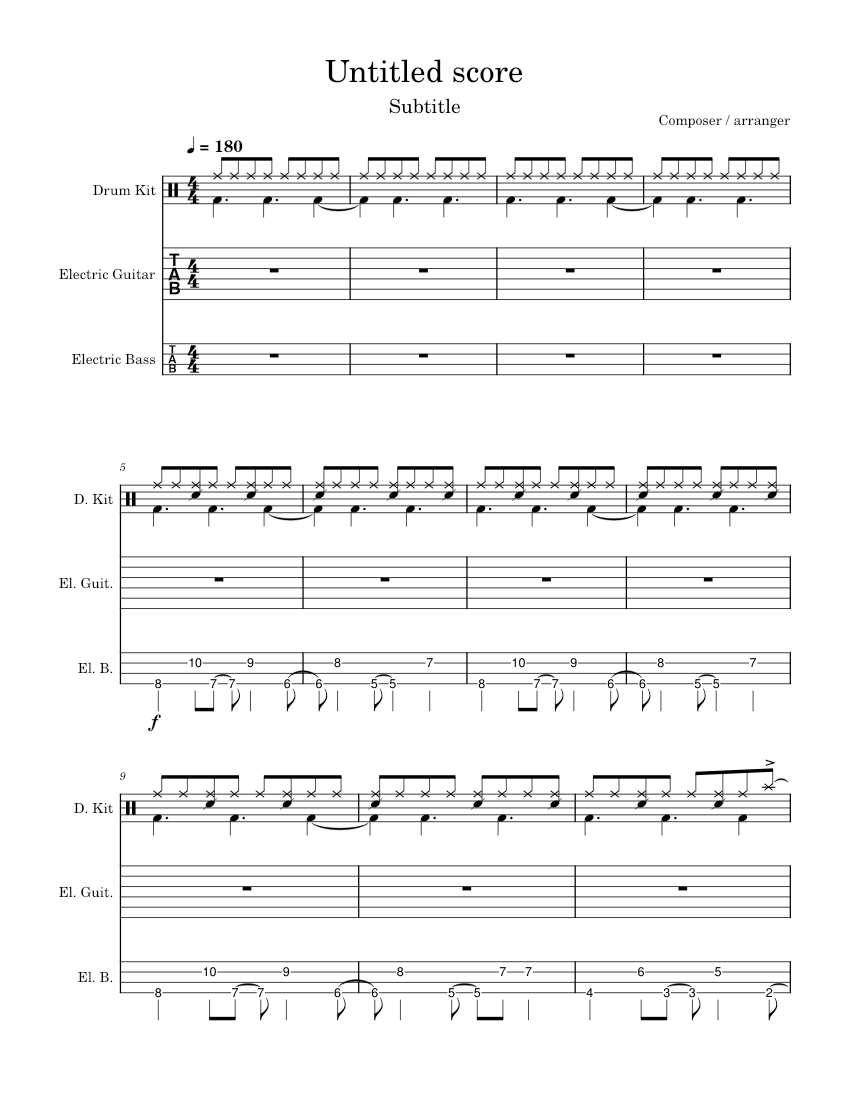samba Sheet music for Guitar, Bass guitar, Drum group (Mixed Trio ...