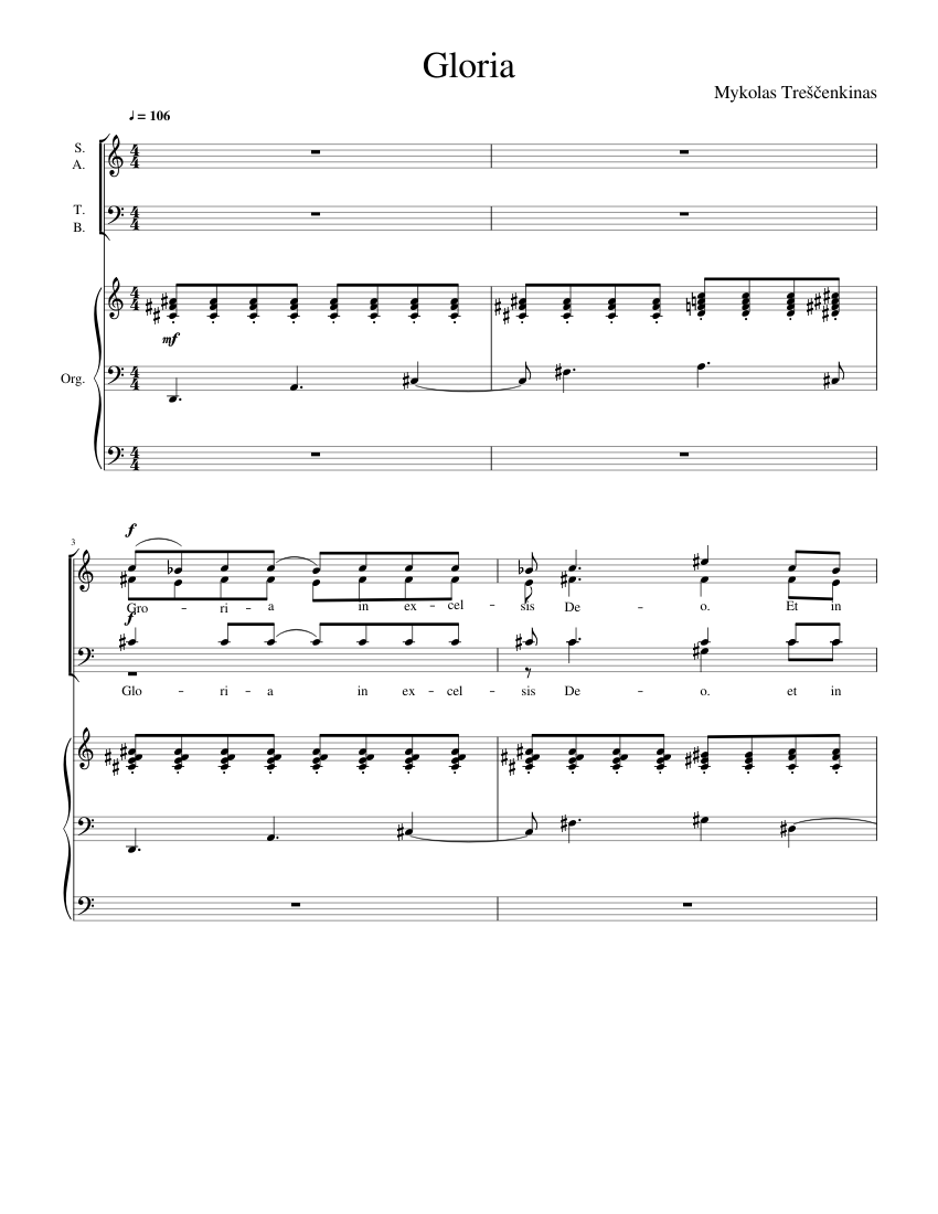 Gloria Sheet music for Soprano, Organ, Baritone (Mixed Trio ...