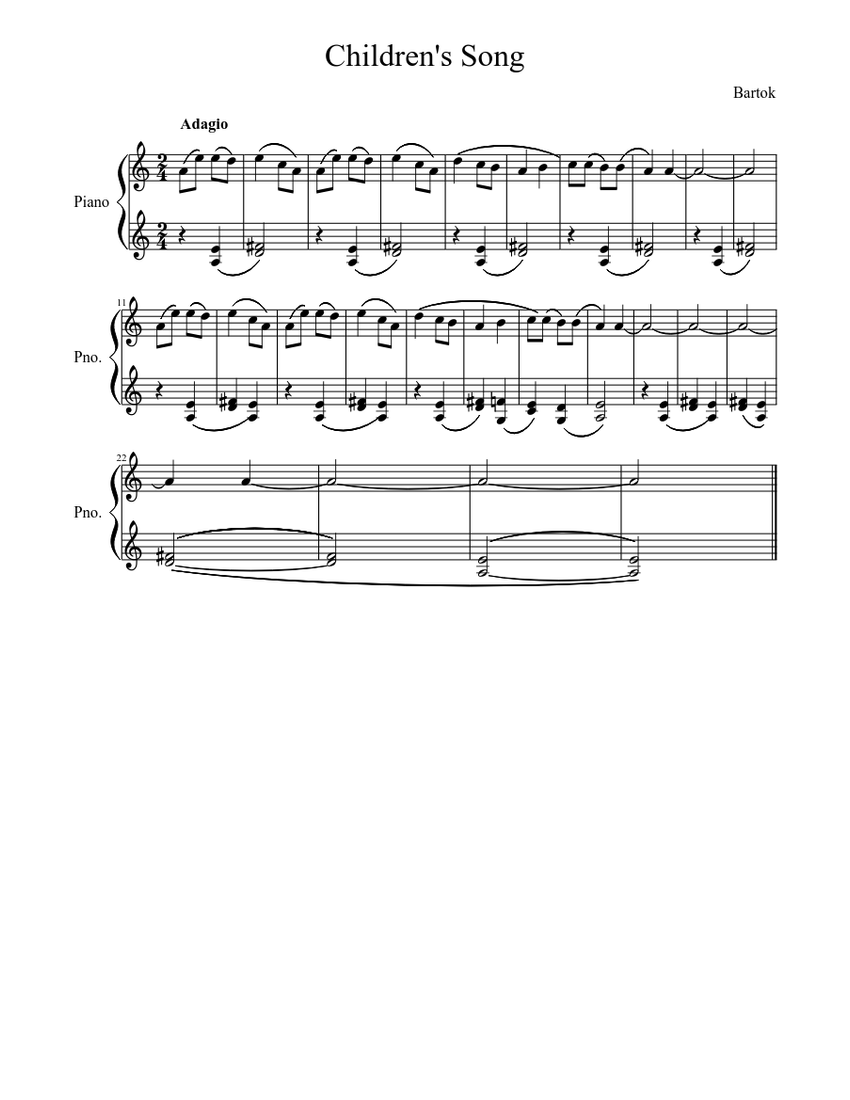 Children's Song Sheet music for Piano (Solo) | Musescore.com