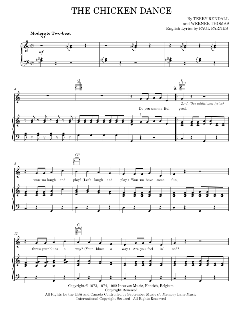 the chicken dance Sheet music for Piano, Vocals by Werner Thomas ...