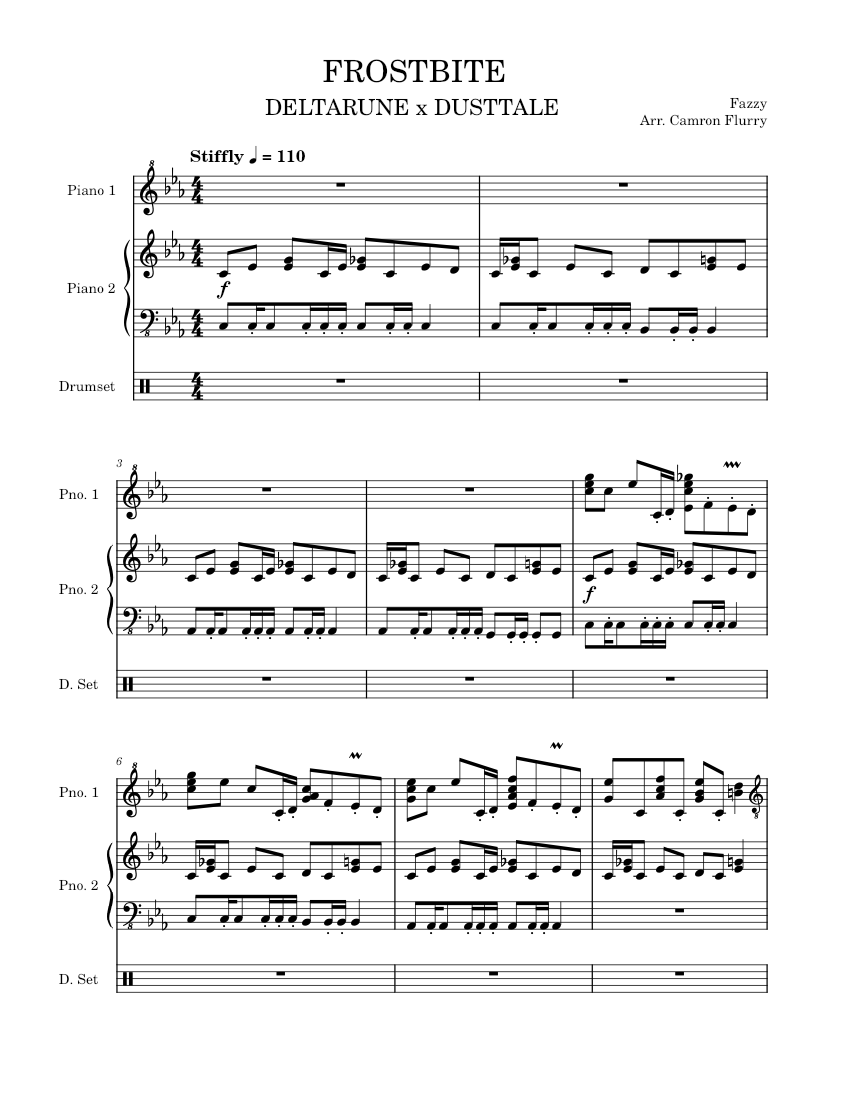 FROSTBITE (deltarune x DUSTTALE) Sheet music for Piano, Drum group ...