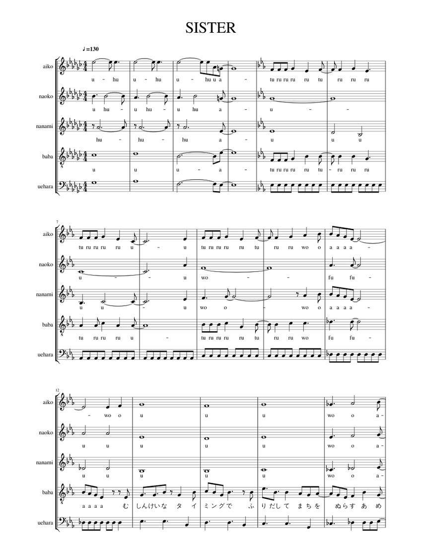 SISTER Sheet music for Piano (Mixed Quintet) | Musescore.com