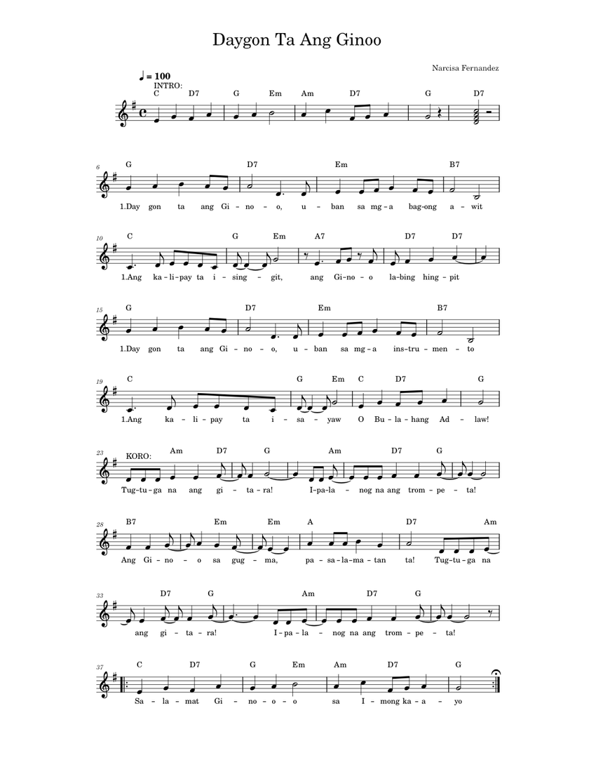 Daygon ta ang Ginoo Daygon Ta Ang Ginoo Sheet music for Piano (Solo) Easy | Musescore.com