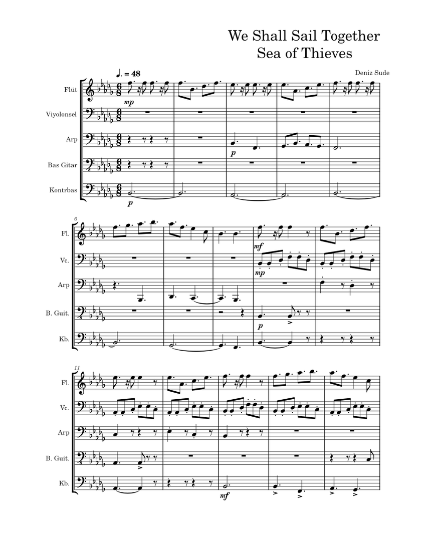 We Shall Sail Together ( Sea of Thieves ) Sheet music for Flute ...