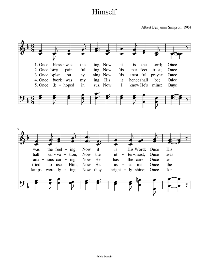 Himself - Albert Benjamin Simpson Sheet music for Piano (Piano Duo ...