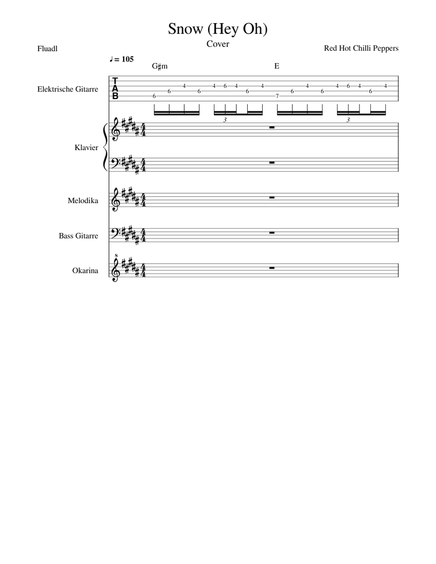 Snow (Hey Oh) Sheet music for Piano, Guitar, Bass guitar, Flute other ...