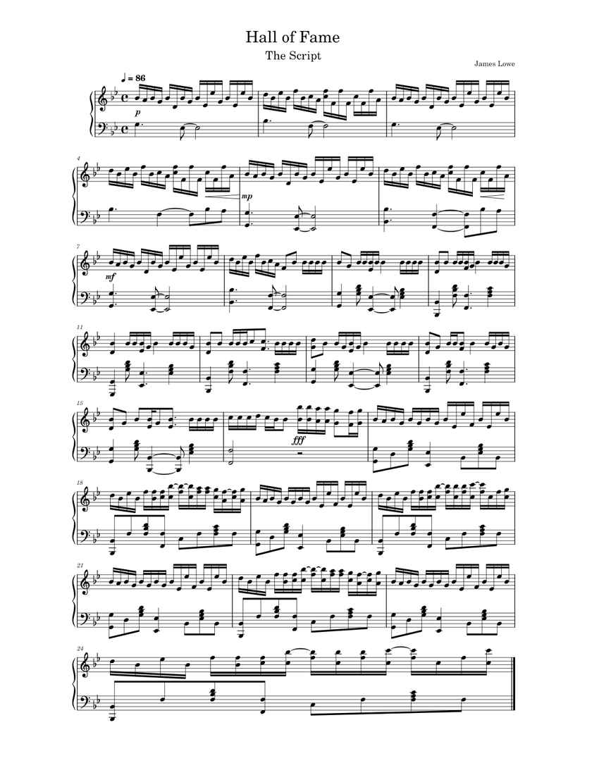 Hall of Fame Sheet music for Piano (Solo) | Musescore.com
