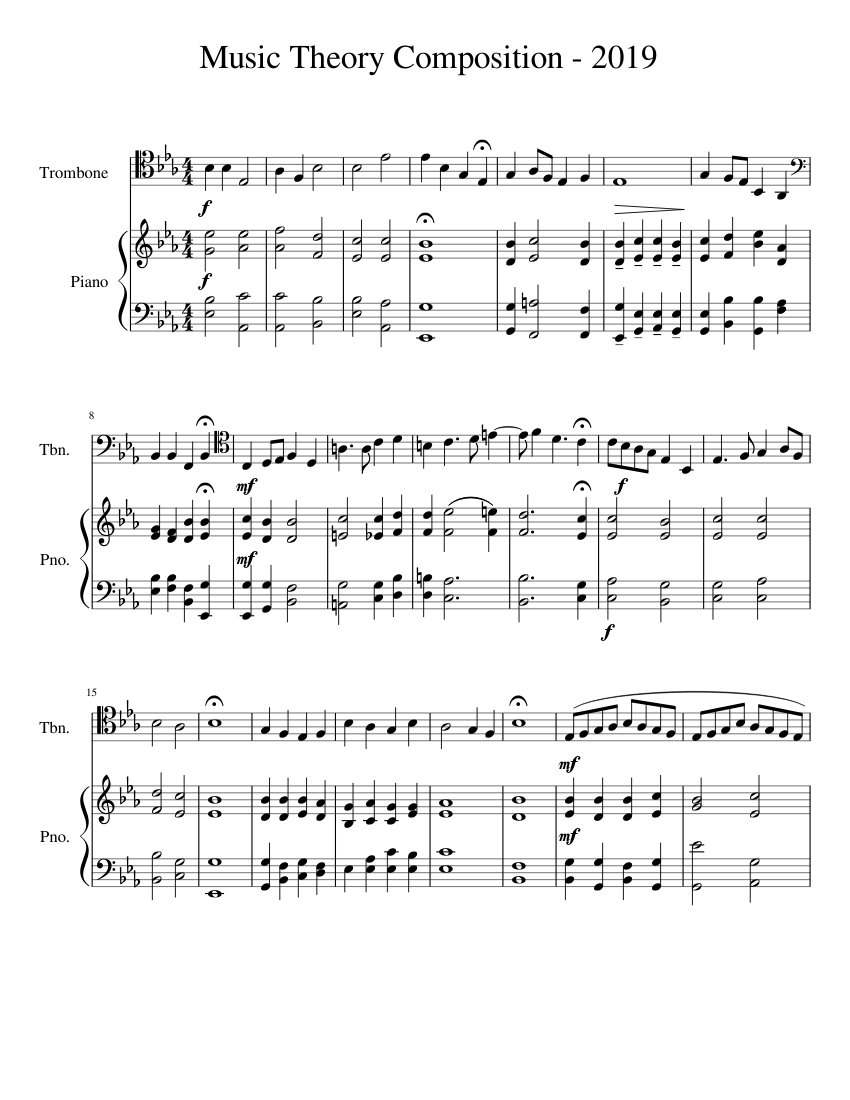 Music Theory Composition - 2019 Sheet music for Piano, Trombone (Solo ...