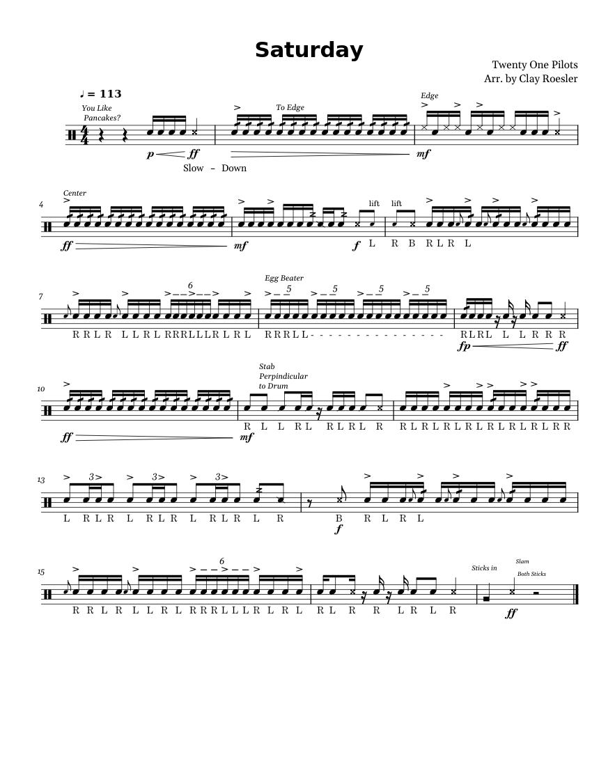 Saturday – Twenty One Pilots Saturday - Twenty One pilots Sheet music ...