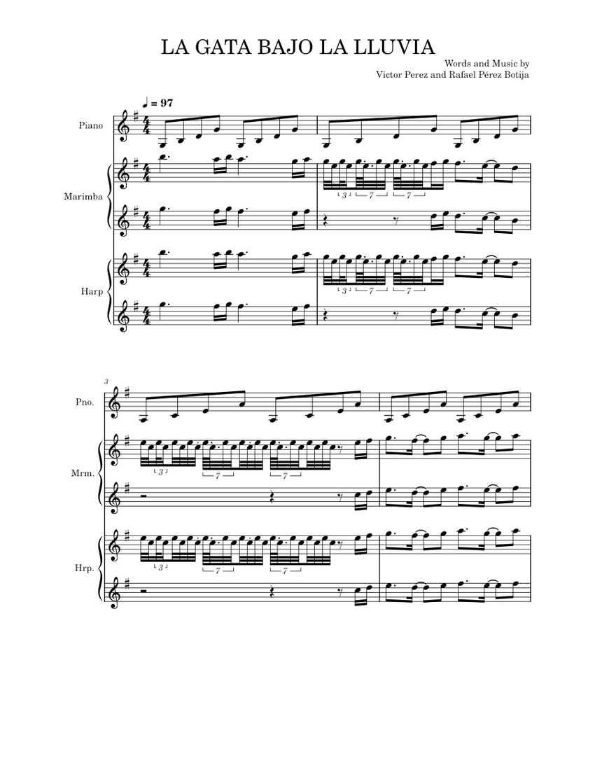 La Gata Bajo la Lluvia - Rocío Durcal Sheet music for Piano, Saxophone ...