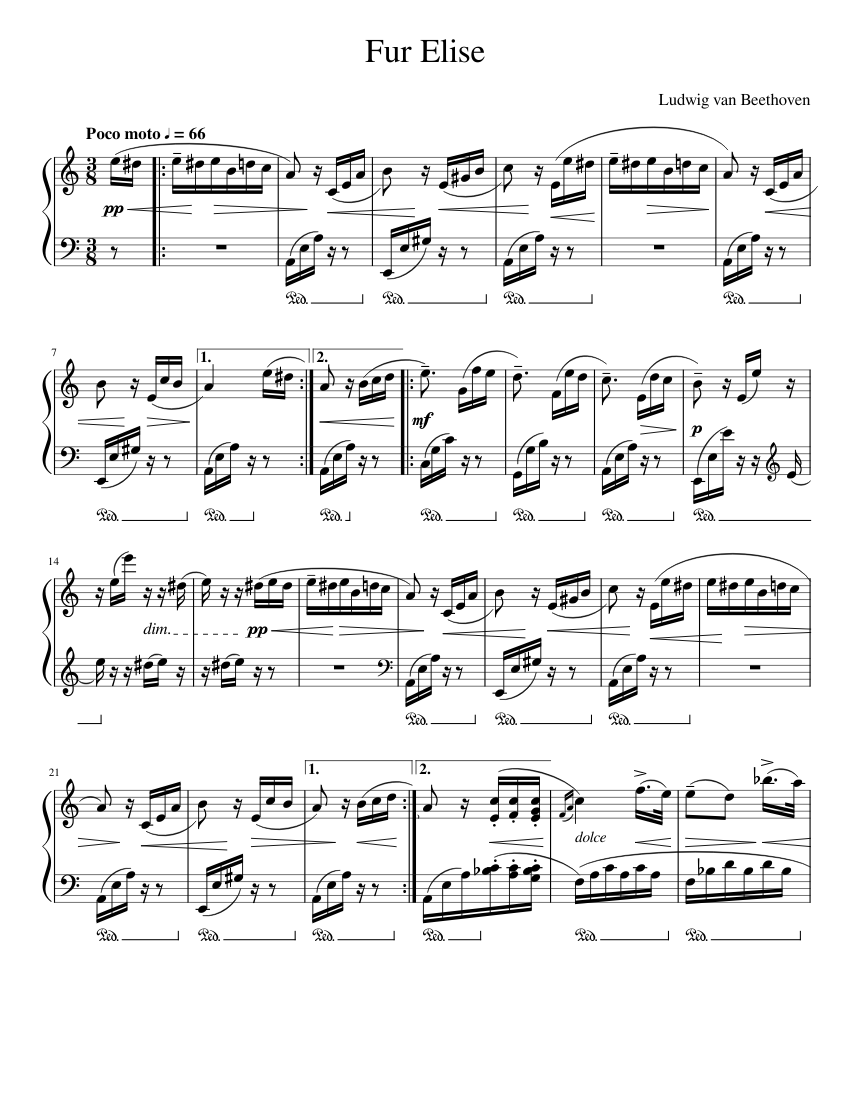 Ludwig van Beethoven - Fur Elise Sheet music for Piano (Solo ...