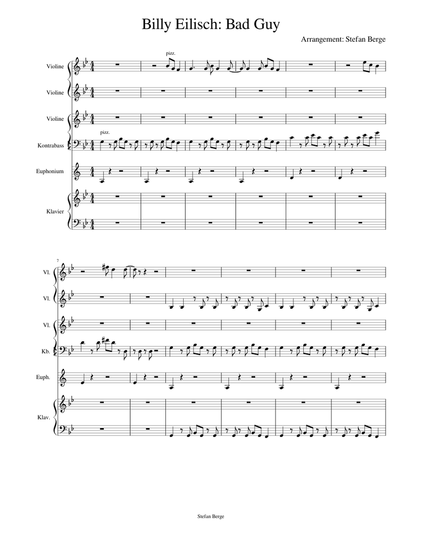 Billy Eilisch Bad Guy final Sheet music for Piano, Euphonium ...