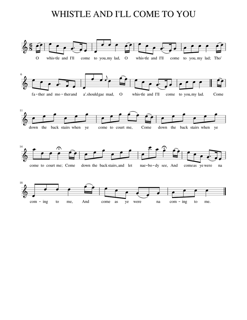 WHISTLE AND I'LL COME TO YOU Sheet music for Piano (Solo) | Musescore.com
