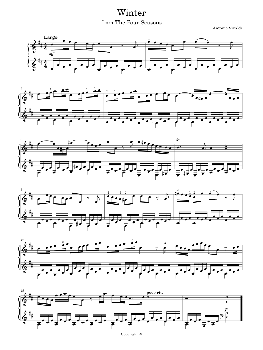 Play Official version of The Four Seasons - Winter Sheet Music by ...