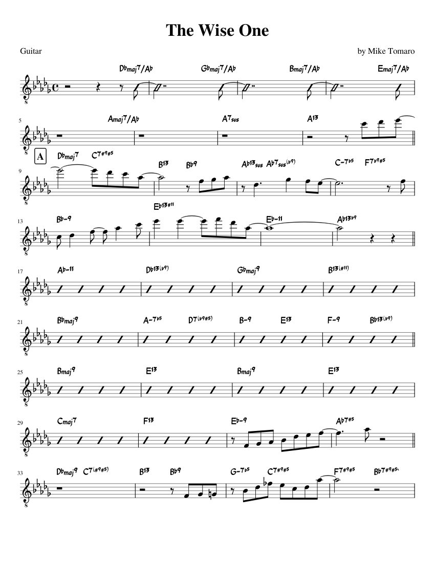 The Wise One Sheet music for Guitar (Solo) | Musescore.com