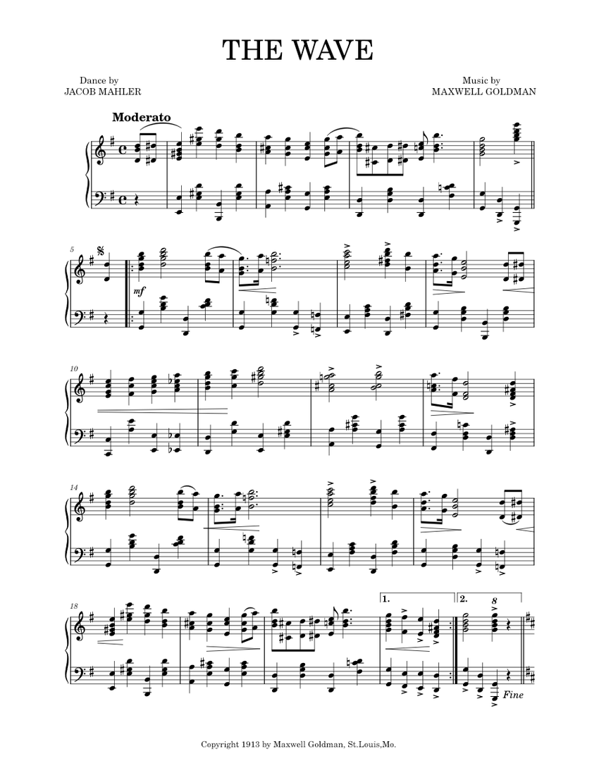 The Wave (1913) Sheet music for Piano (Solo) | Musescore.com