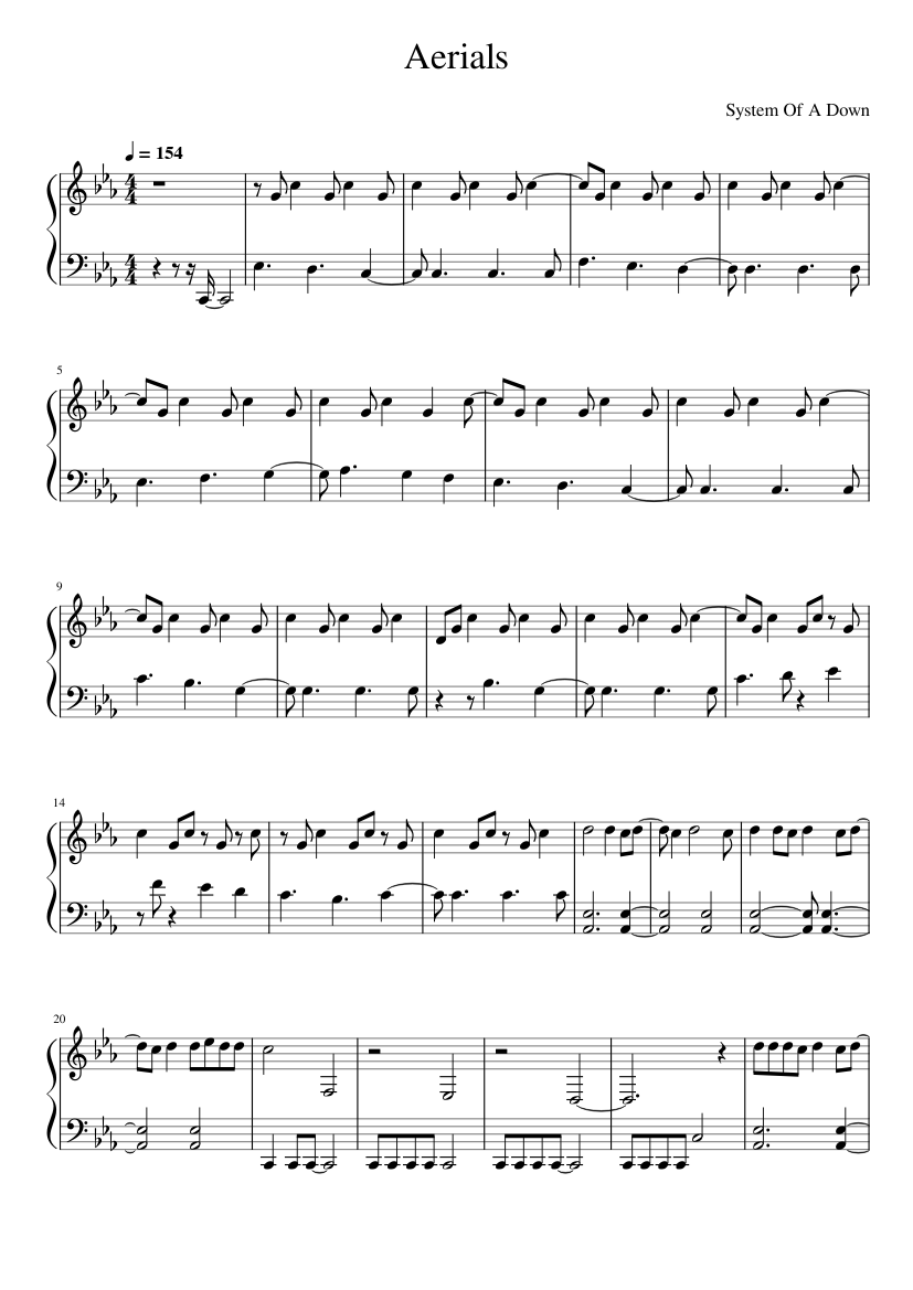 Aerials – System of a Down Sheet Music for Piano (Solo) Easy | MuseScore.com