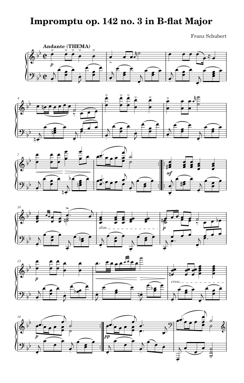 Impromptu op. 142 d. 935 no. 3 in B-Flat Major - Franz Schubert Sheet Music for Piano (Solo ...